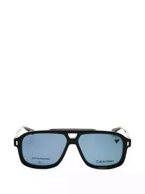 Calvin Klein Pilot-frame Clip-on Glasses - Grey