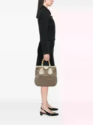 Prada 2000-2026 Studded Canvas Canapa Logo Rope Handle Bag Satchel