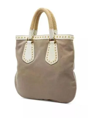 Prada 2000-2026 Studded Canvas Canapa Logo Rope Handle Bag Satchel
