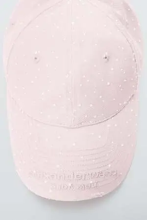 Alexander Wang Crystal Hotfix Distresed Baseball Cap