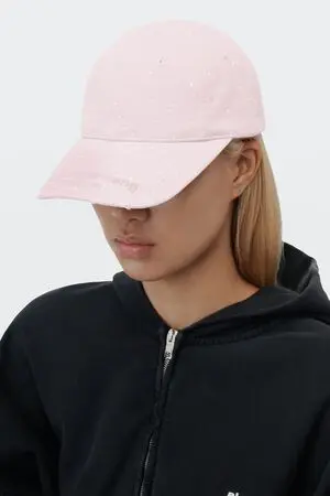 Alexander Wang Crystal Hotfix Distresed Baseball Cap