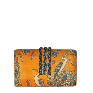 SIMITRI Paradise Bird Braided Fringe Clutch