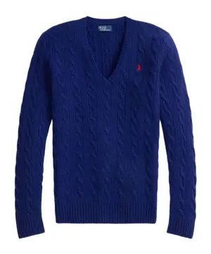 Polo Ralph Lauren Kimberly Cable-knit V-neck Sweater - Dark Blue