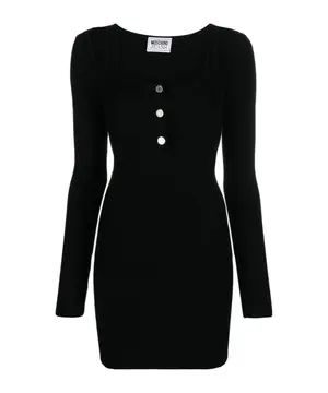 Moschino Long-sleeve Ribbed-knit Dress