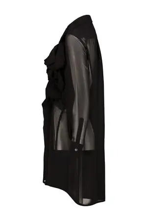 Comme Des Garçons Ruffle Front" Sheer Long Sleeve Shirt - Black