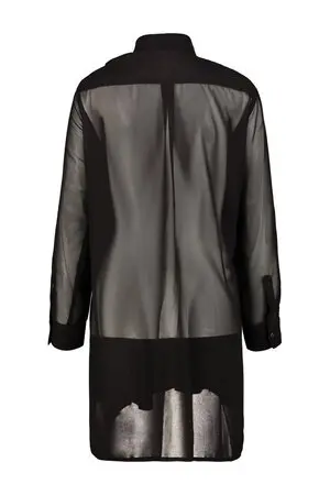 Comme Des Garçons Ruffle Front" Sheer Long Sleeve Shirt - Black