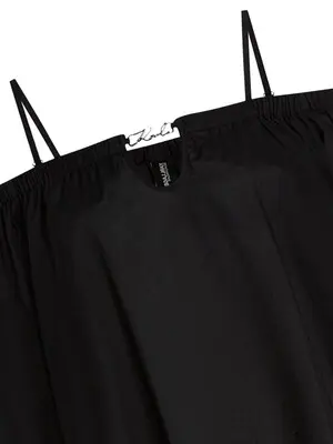 Karl Lagerfeld Signature Plaque Off-the-shoulder Mini Dress