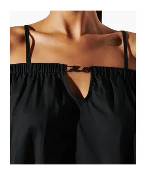 Karl Lagerfeld Signature Plaque Off-the-shoulder Mini Dress