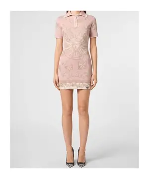 Philipp Plein Embroidered Butterfly Collared Mini Dress