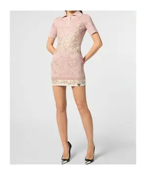 Philipp Plein Embroidered Butterfly Collared Mini Dress