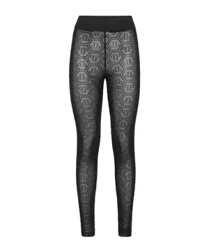 Philipp Plein Monogram Strass Leggings - Black