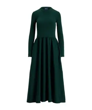 Polo Ralph Lauren Long-sleeve Gathered Midi Dress - Black