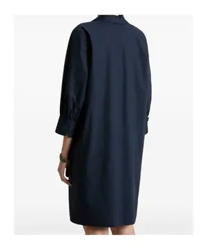 Woolrich V-neck Poplin Dress With Long Sleeves