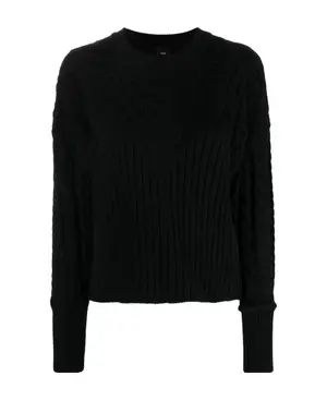 Pinko Armadillo Crewneck Ribbed-knit Jumper - Black