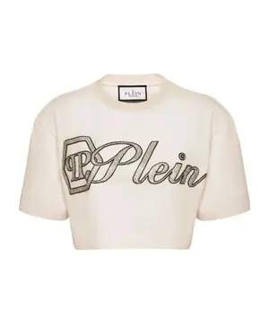 Philipp Plein Crystal Signature Cropped T-shirt
