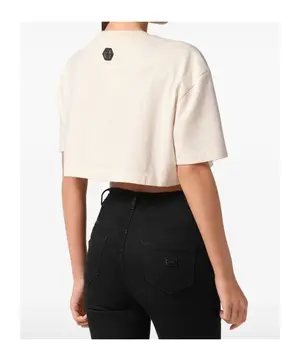Philipp Plein Crystal Signature Cropped T-shirt