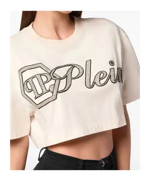 Philipp Plein Crystal Signature Cropped T-shirt