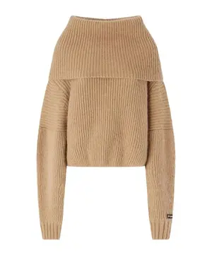 Pinko Sphynx Roll Neck Knitted Jumper - Beige