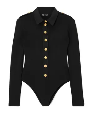 TOM FORD Ribbed Knit Bodysuit - Black