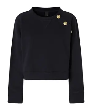 Pinko Buttoned Crewneck Sweatshirt - Black