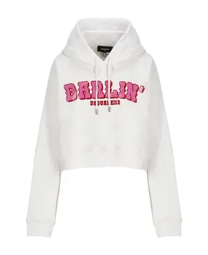 Dsquared2 Logo Printed Drawstring Hoodie - White