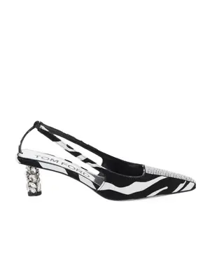 TOM FORD Zebra-print Slingback Pumps - Black