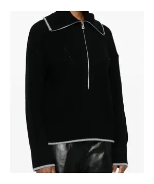 Pinko Zip-front Ribbed Knit Sweater