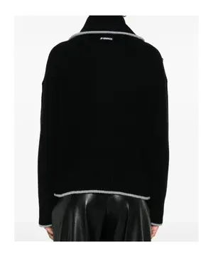 Pinko Zip-front Ribbed Knit Sweater