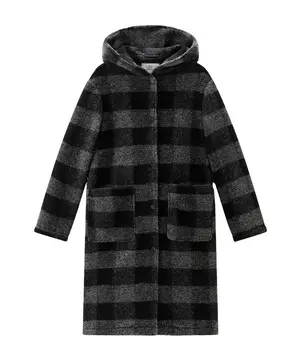 Woolrich Checked Hooded Wool-blend Coat - Black
