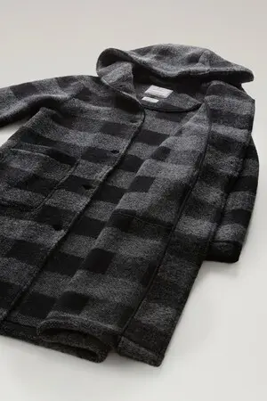Woolrich Checked Hooded Wool-blend Coat