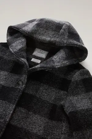 Woolrich Checked Hooded Wool-blend Coat