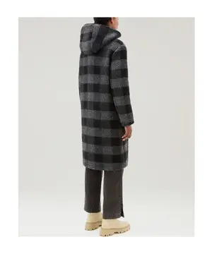 Woolrich Checked Hooded Wool-blend Coat