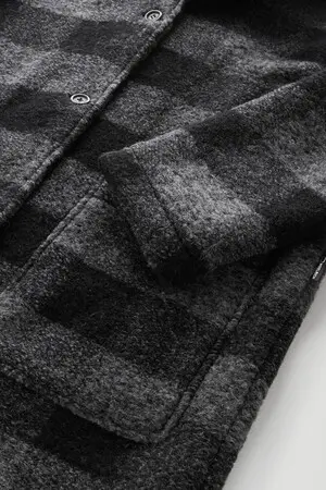 Woolrich Checked Hooded Wool-blend Coat