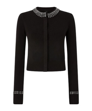 Pinko Embellished Neck Knitted Cardigan - Black