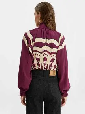La DoubleJ Cerere Geometric-print Silk Blouse