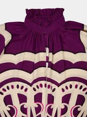 La DoubleJ Cerere Geometric-print Silk Blouse