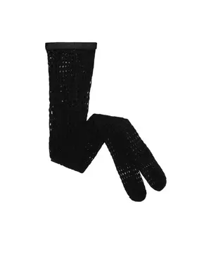 Dolce & Gabbana Mesh Tights With Logo Elastic Waistband - Black