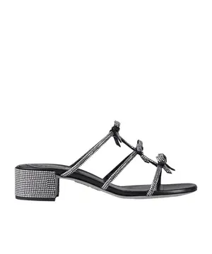 Rene Caovilla Embellished Open Toe Sandals - Black