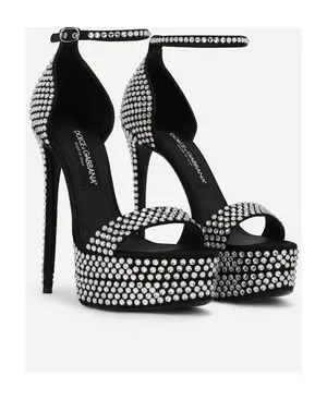 Dolce & Gabbana Dolce Gabbana Embellished Satin Platform Sandals
