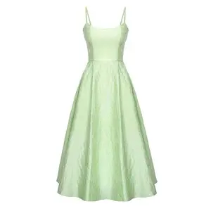 POST MERIDIEM Lime Jacquard Fitted Corset Bustier Dress