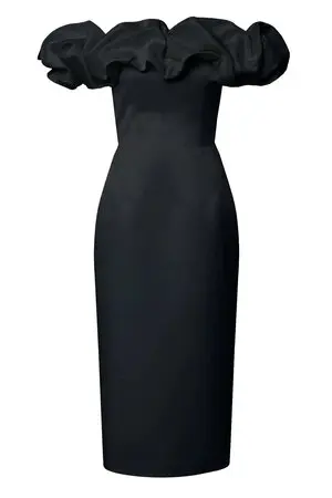 POST MERIDIEM Meringue Midi Dress - Black