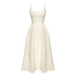 POST MERIDIEM Neutrals Cream Jacquard Fitted Corset Bustier Dress - White