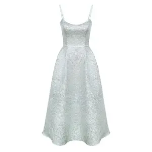 POST MERIDIEM Platinum Jacquard Fitted Corset Bustier Dress - Silver