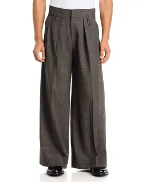 Simone Rocha Relaxed Fit Wide Leg Wool Blend Pants - Peat