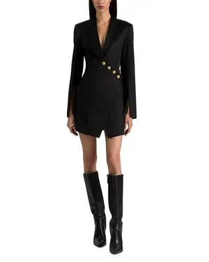 Alice + Olivia The Sculpt Wool Blend Asymmetrical Blazer Dress
