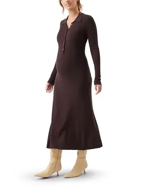RIPE MATERNITY Hollie Polo Knit Dress - Cocoa