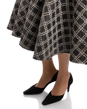 LIBEROWE Embroidered Leather Midi Skirt