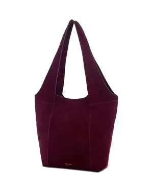 Rag & Bone Brayton Large Suede Shopper Tote Bag - Deep Berry