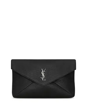 Saint Laurent Cassandre Large Envelope Pouch - Black/silver