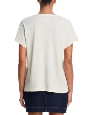 The Great. Boxy Cotton Crewneck Graphic Tee With Panther Print